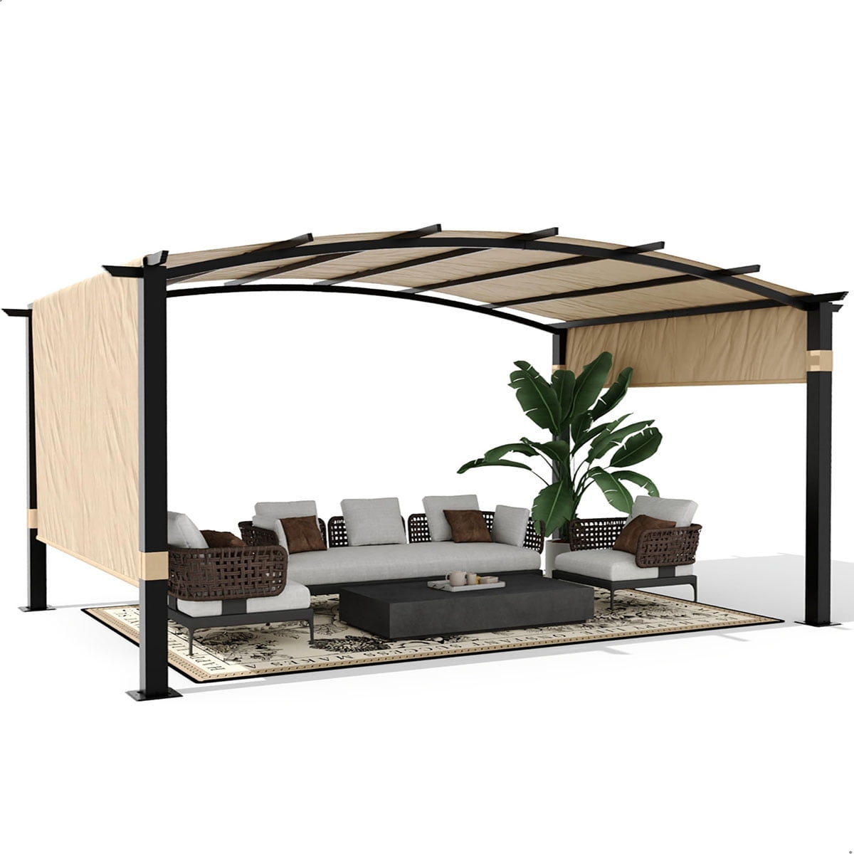 Danolapsi 10' x 10' Outdoor Arched Pergola, Metal Pergola with ...