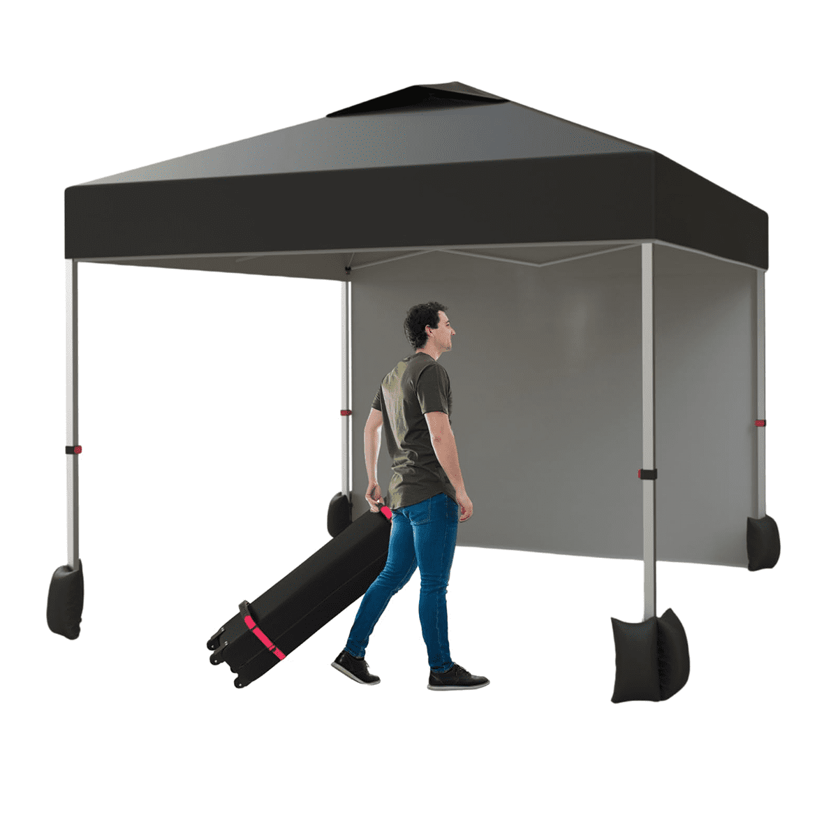 Danolapsi 10x10Ft Pop Up Canopy Tent with 1 Removable Sidewall, Easy ...