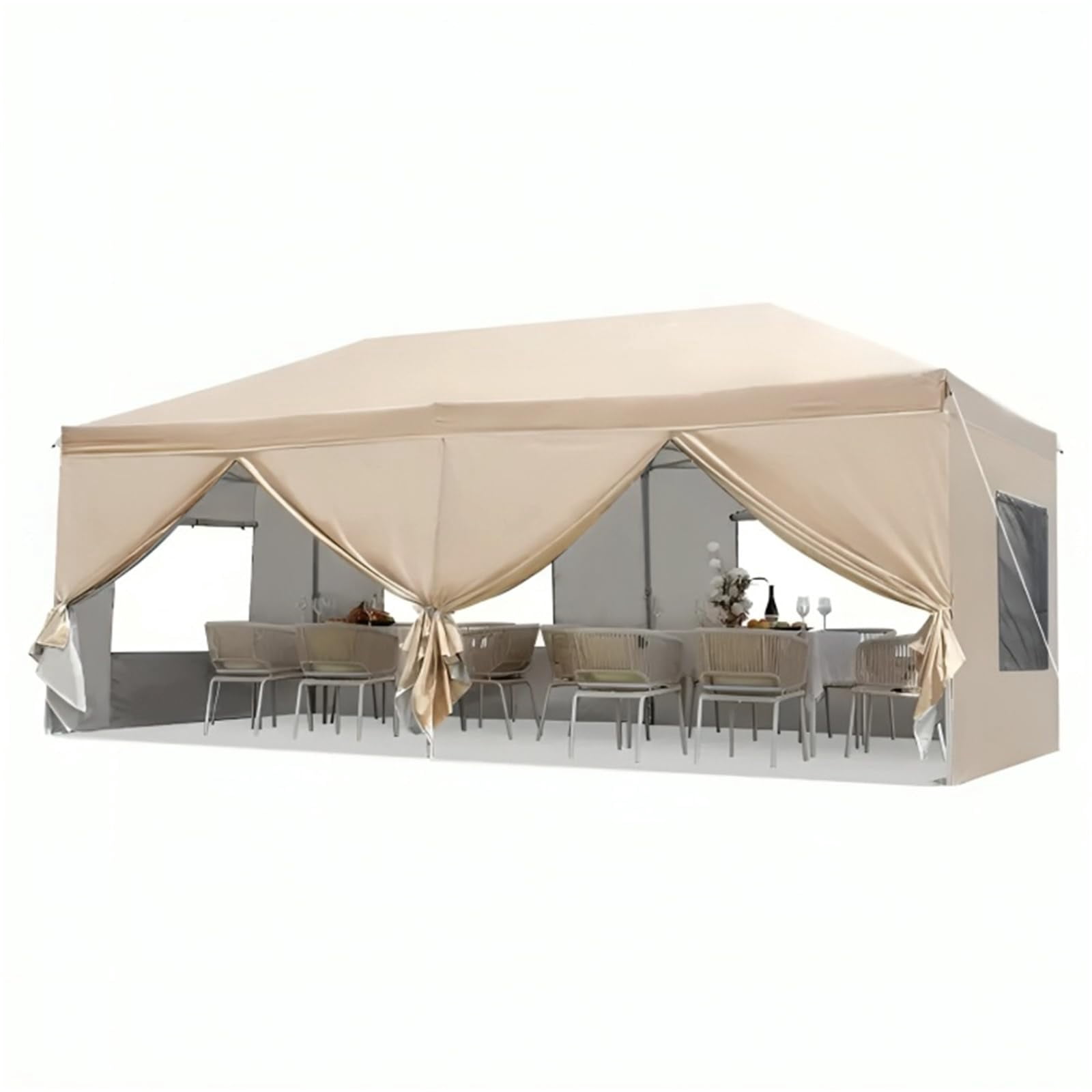 Danolapsi 10x20ft Pop up Canopy Tent Party Tent with 6 Removable ...