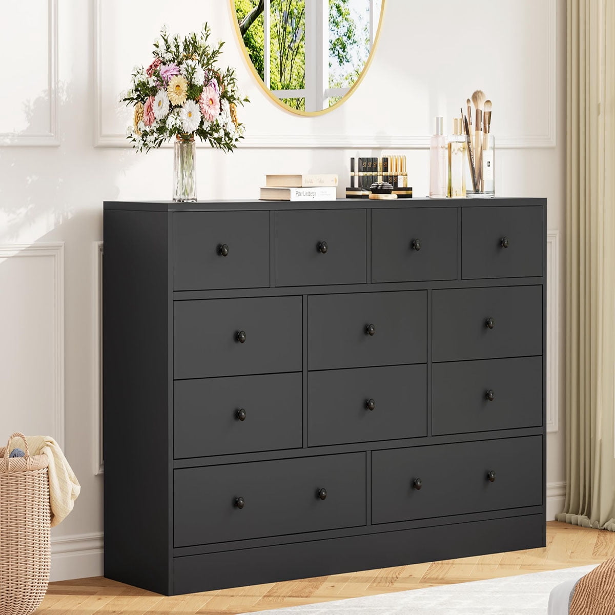 Danolapsi 12 Drawer Dresser for Bedroom,61 Inch Wood Dresser with Power ...
