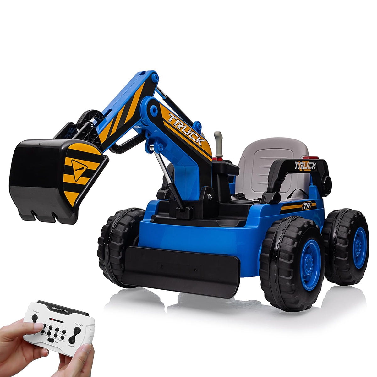 Danolapsi 12V Ride On Excavator for Kids, 4WD Electric Excavator Toy ...