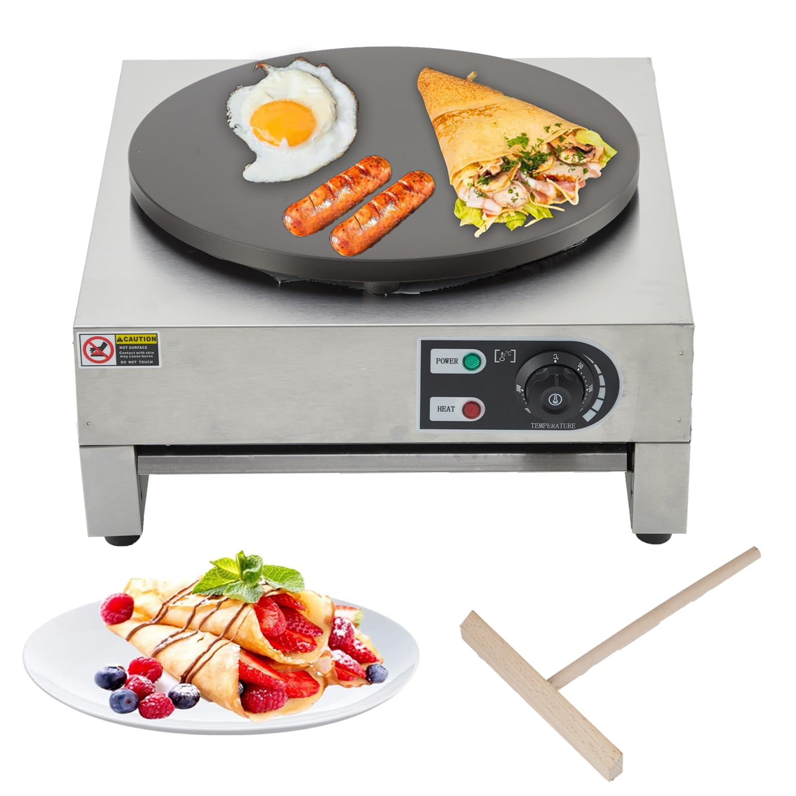 Danolapsi 16"Crepe Maker,1500W Commercial Electric Crepe Maker With ...