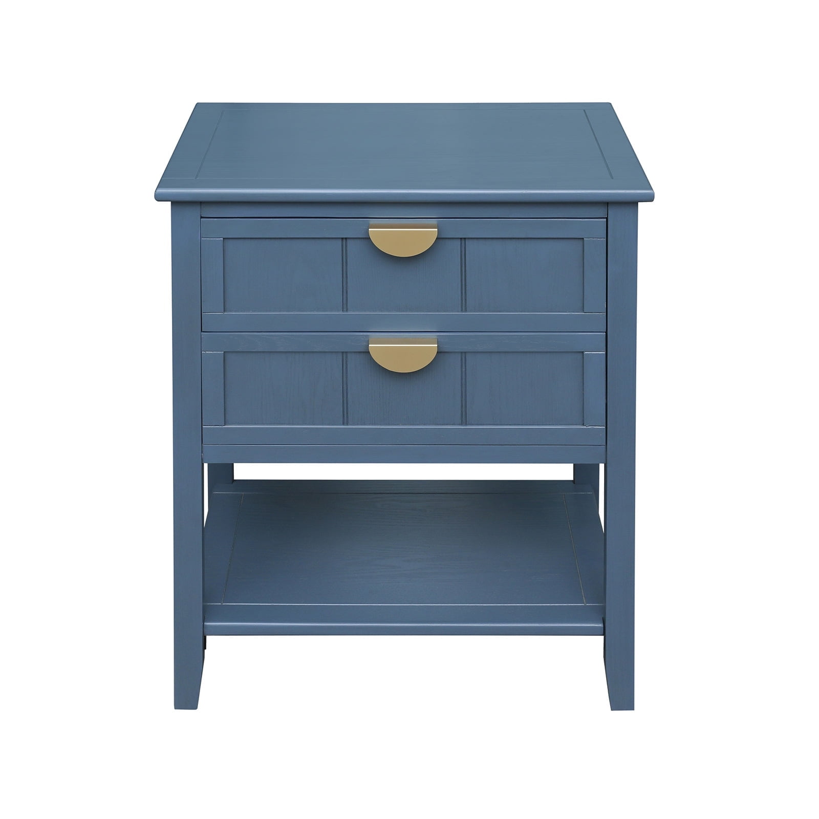 Danolapsi 2-Drawer Blue Side Table Modern Nightstand With 2 Drawers ...