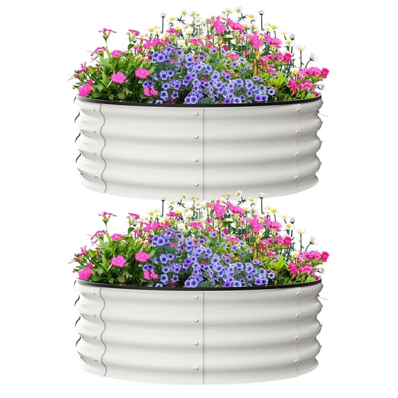 Danolapsi 2 - Pack Round Galvanized Raised Garden Bed - 2FT/3FT/4FT ...