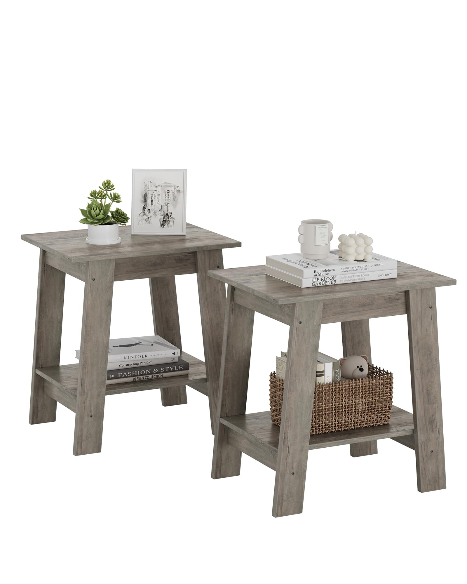 Danolapsi 2 Tier End Table Set of 2,Small Side Table, Nightstand with 2 ...