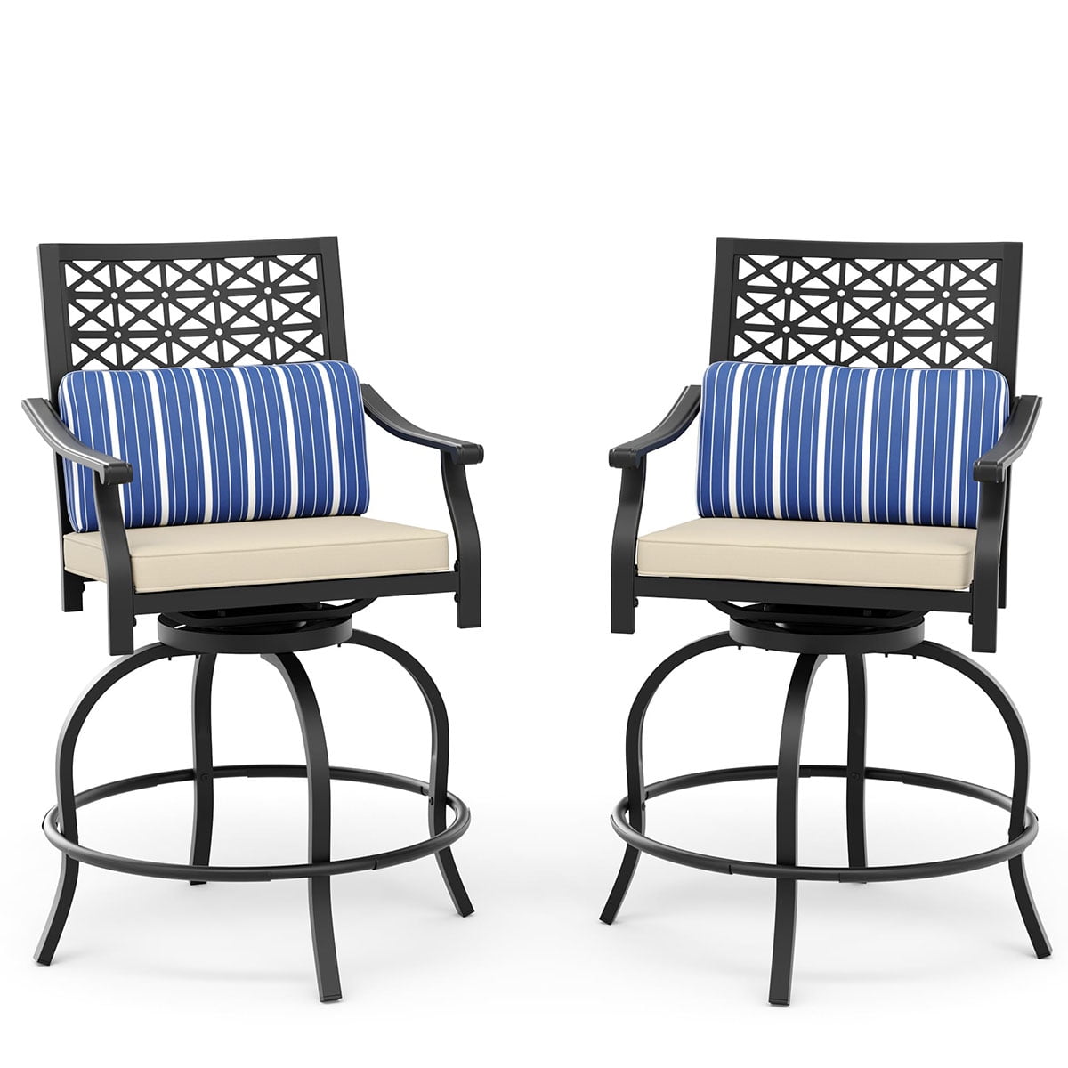 Danolapsi 2 pack Outdoor High Swivel Bar Stools, Bar Height Patio ...