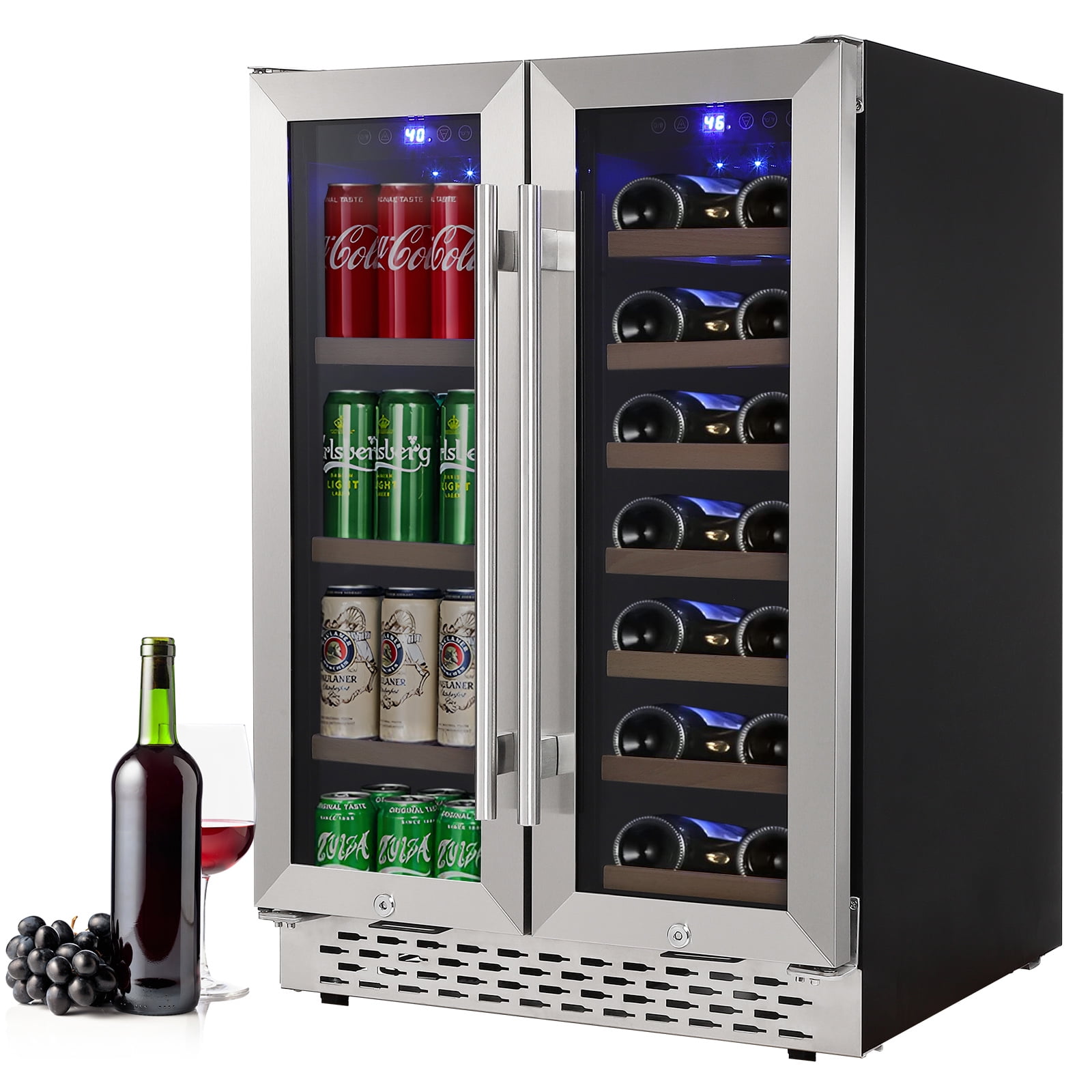Danolapsi 20 Bottles 55 Can Wine Cellar 24'' Mini Wine Cooler/Cabinet ...