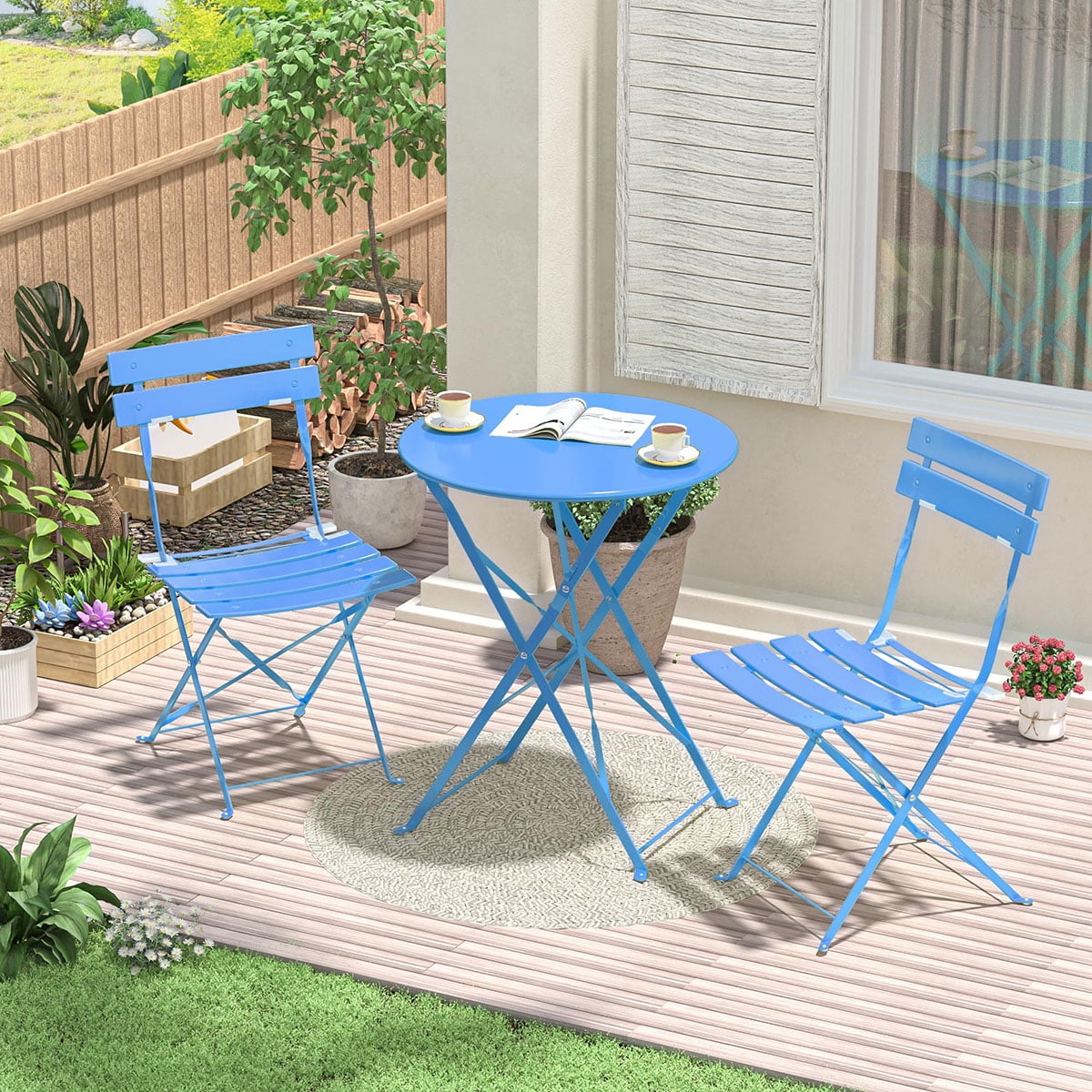 Danolapsi 3 Piece Bistro Set, Folding Patio Furniture Set, Outdoor ...