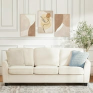 84-Inch White Bouclé Loveseat Sofa, Modern Couch with Streamlined ...