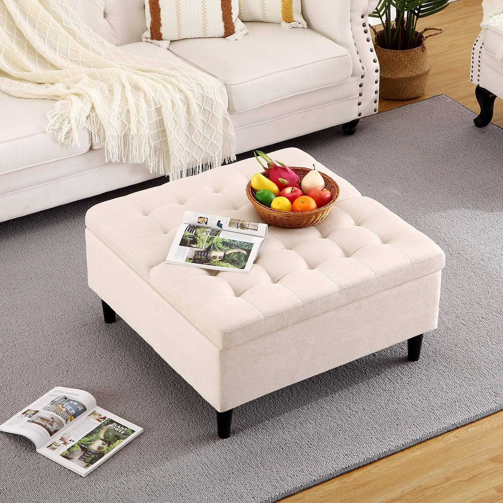 Danolapsi 33" Square Coffee Table Lift Top Storage Ottoman in ...