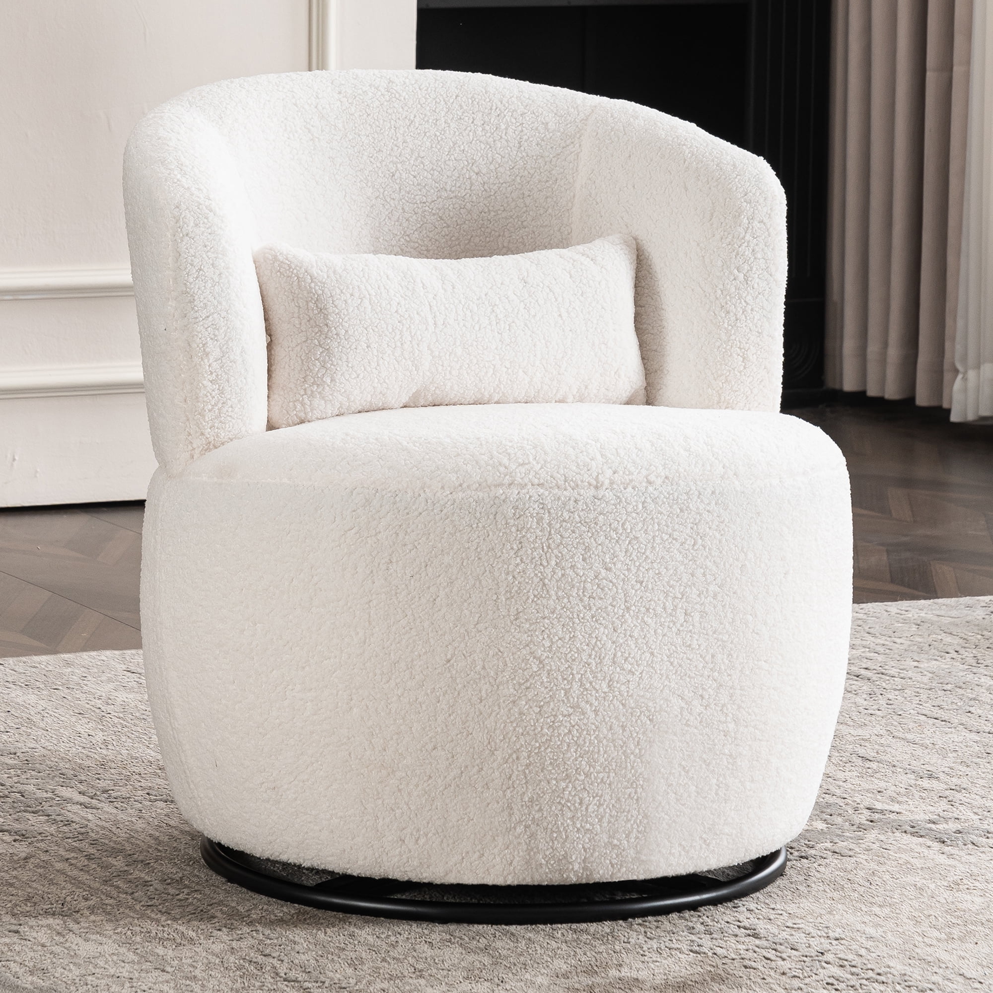 Danolapsi 360°Swivel Accent Chair Round Plush Rotation Armchair with ...