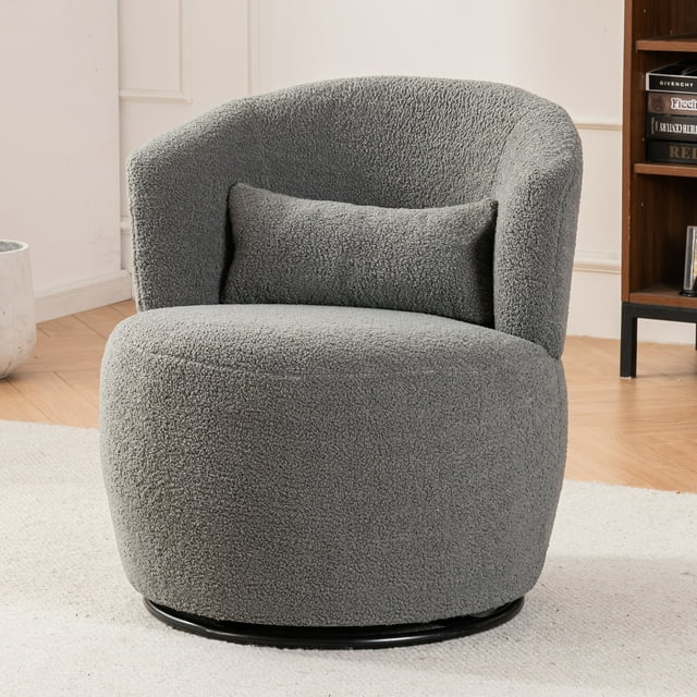 Danolapsi 360°Swivel Accent Chair Round Plush Rotation Armchair with ...