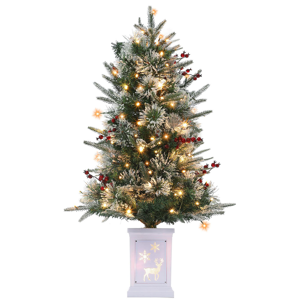 Danolapsi 3ft Pre-Lit Christmas Tree, Artificial Christmas Trees with 78 LED Lights, Snow ...