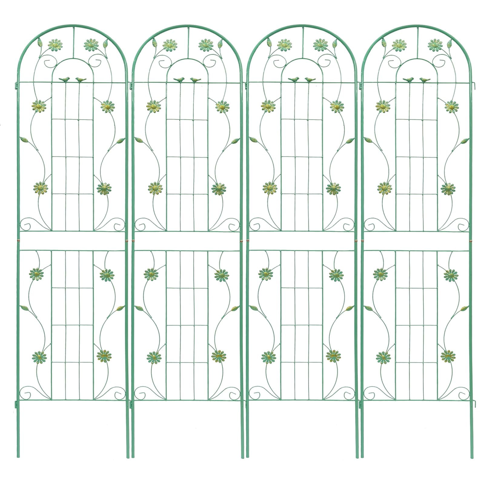 Danolapsi 4 Pack Garden Trellises, 86.6"x80" Metal Plant Trellis Green ...