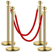 Costway 6Pcs Stanchion Posts, Queue Pole with Retractable Red Belt ...