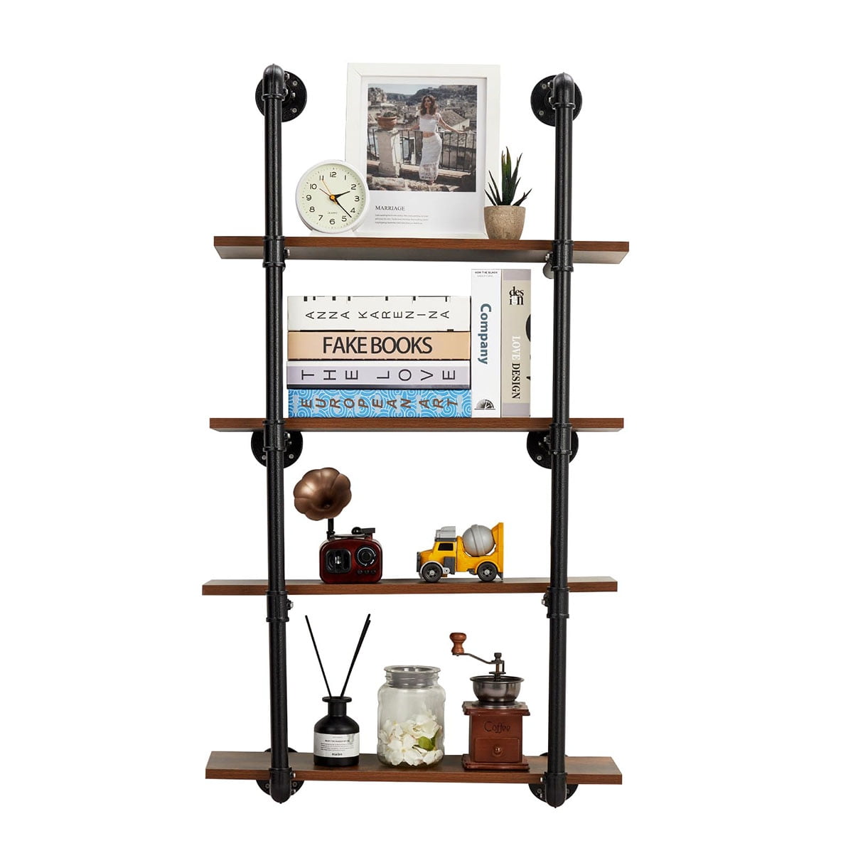 Danolapsi 4 Tier Industrial Pipe Shelving Wall Mounted, 30in Rustic ...