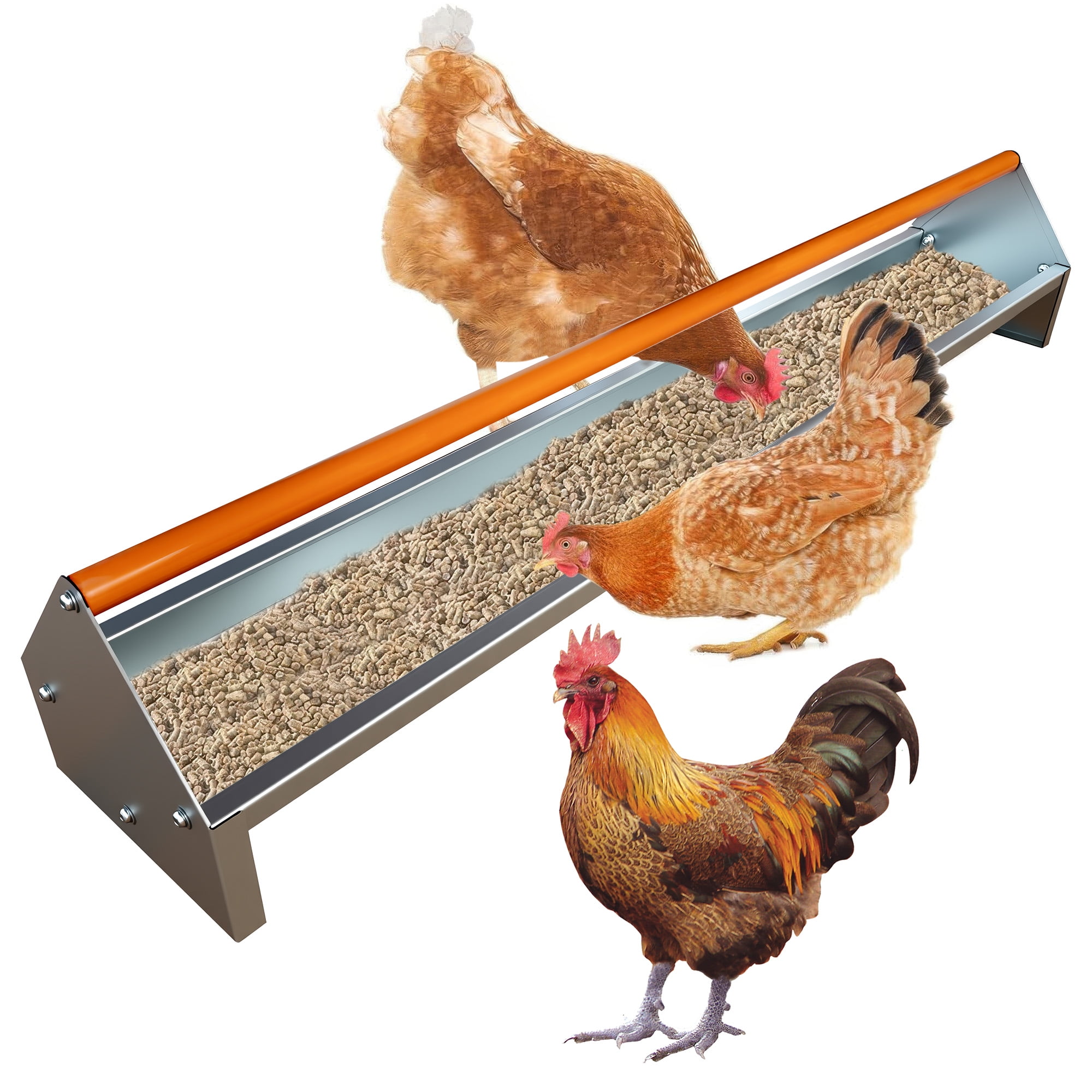 Danolapsi 45 Inch Chicken Feeding Trough , Heavy Duty Galvanized Steel ...