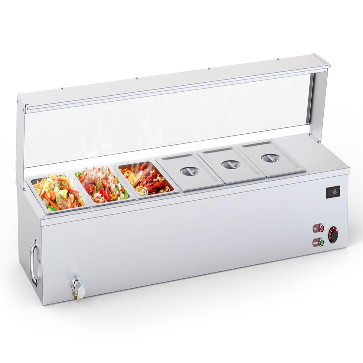 Danolapsi 48 QT Steam Table 6x8QT Electric Commercial Food Warmer 6 ...