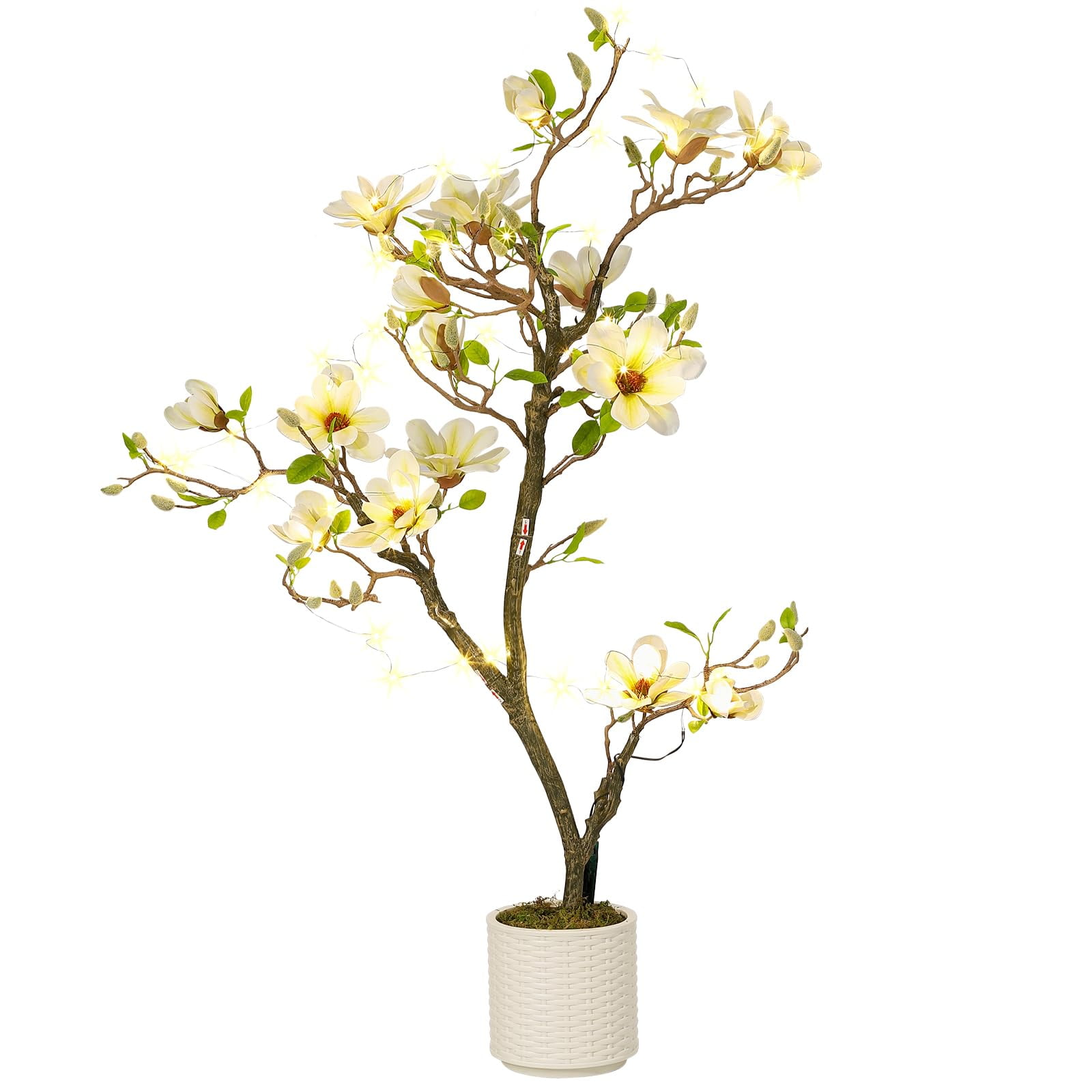 Danolapsi 4FT Artificial Magnolia Tree with Realistic White Flowers ...