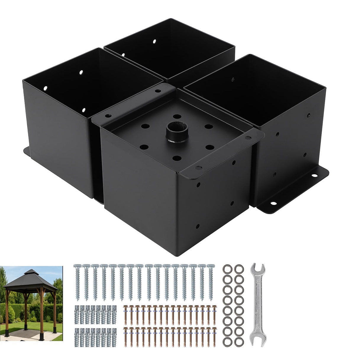 Danolapsi 4x4 Post Base, Heavy-Duty Post Bracket for Concrete & Wood ...