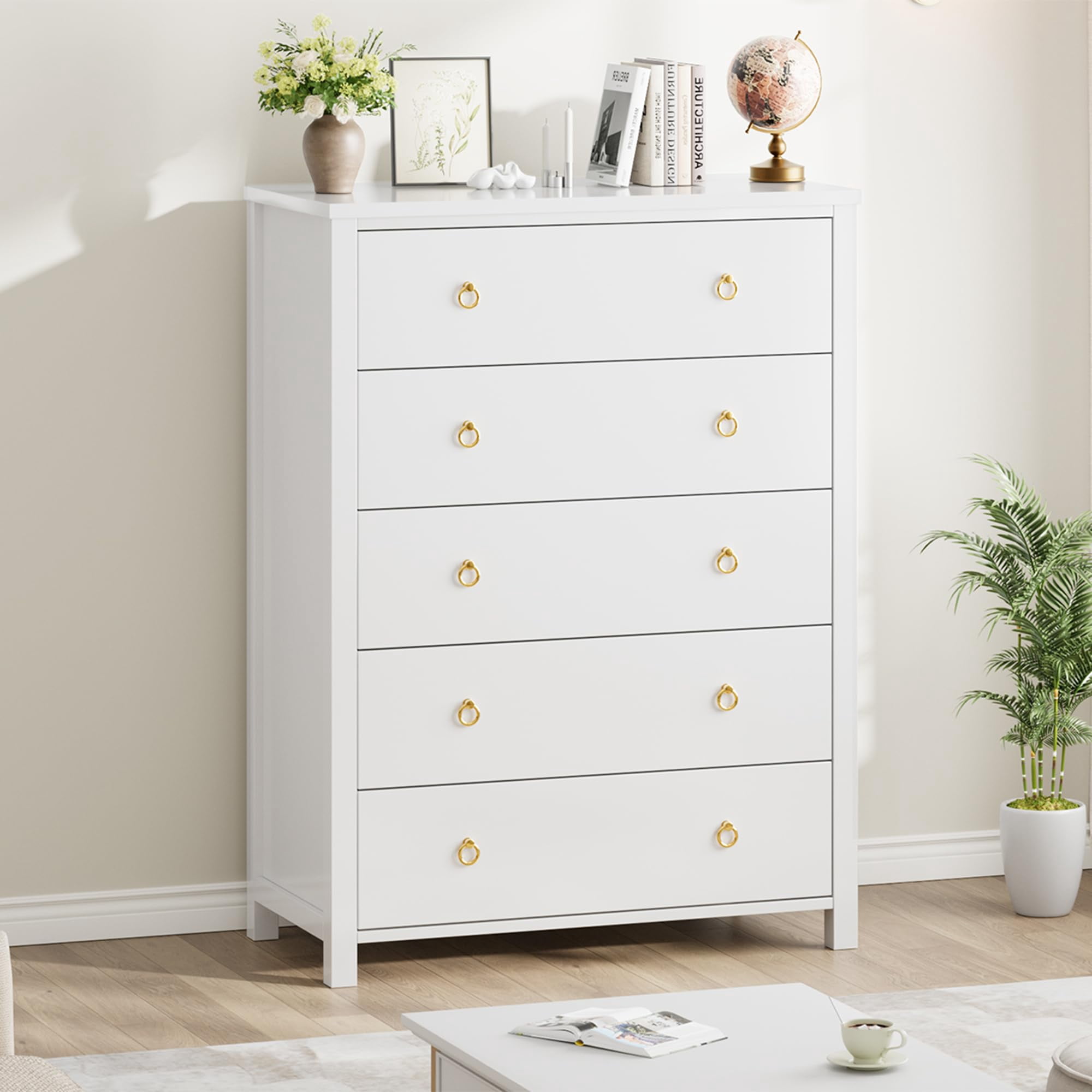 Danolapsi 5 Drawer Dresser for Bedroom, 45 Inch Tall Wood Chest of ...