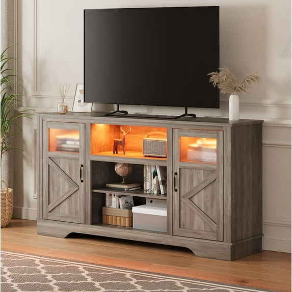 Danolapsi 58'' Farmhouse TV Stand w/LED Light,TV Stand for TVs up to 70 ...