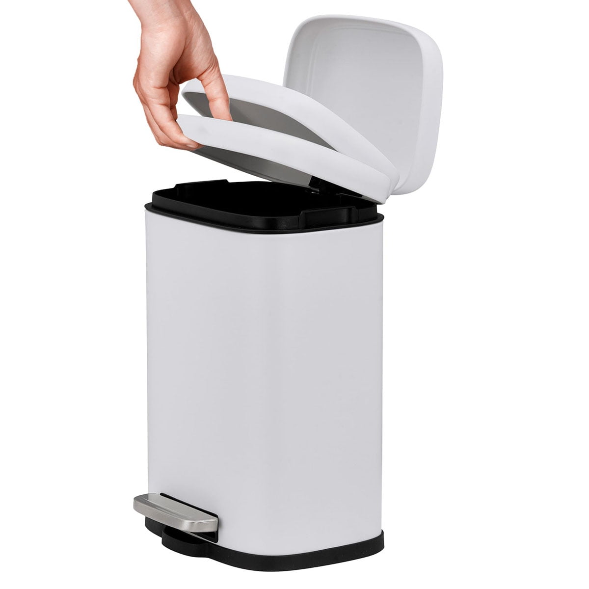 Danolapsi 5L Trash Can, Stainless Steel, Trash Can with Lid, 21.5x18x30 ...