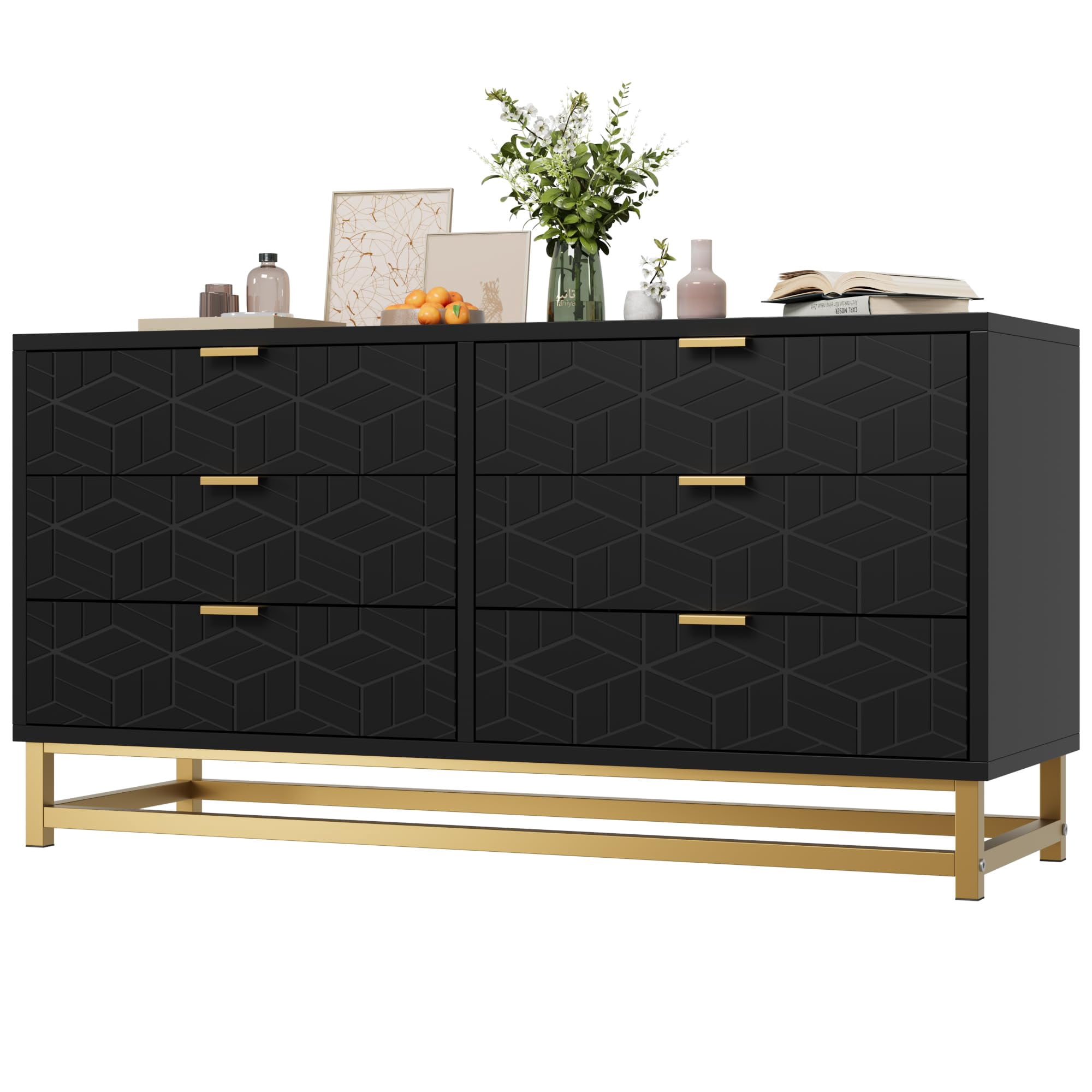 Danolapsi 6 Drawer Dresser for Bedroom,Chest of Drawers with Metal Base ...