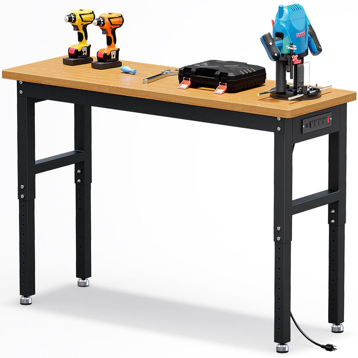 Danolapsi 60 Inch Work Bench, 2200 LBS Capacity Solid Wood Top Garage ...