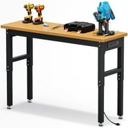 Odaof 60” Heavy-Duty Wood Workbench with Wheels, Adjustable Height, Power Outlets, 3000 Lbs ...