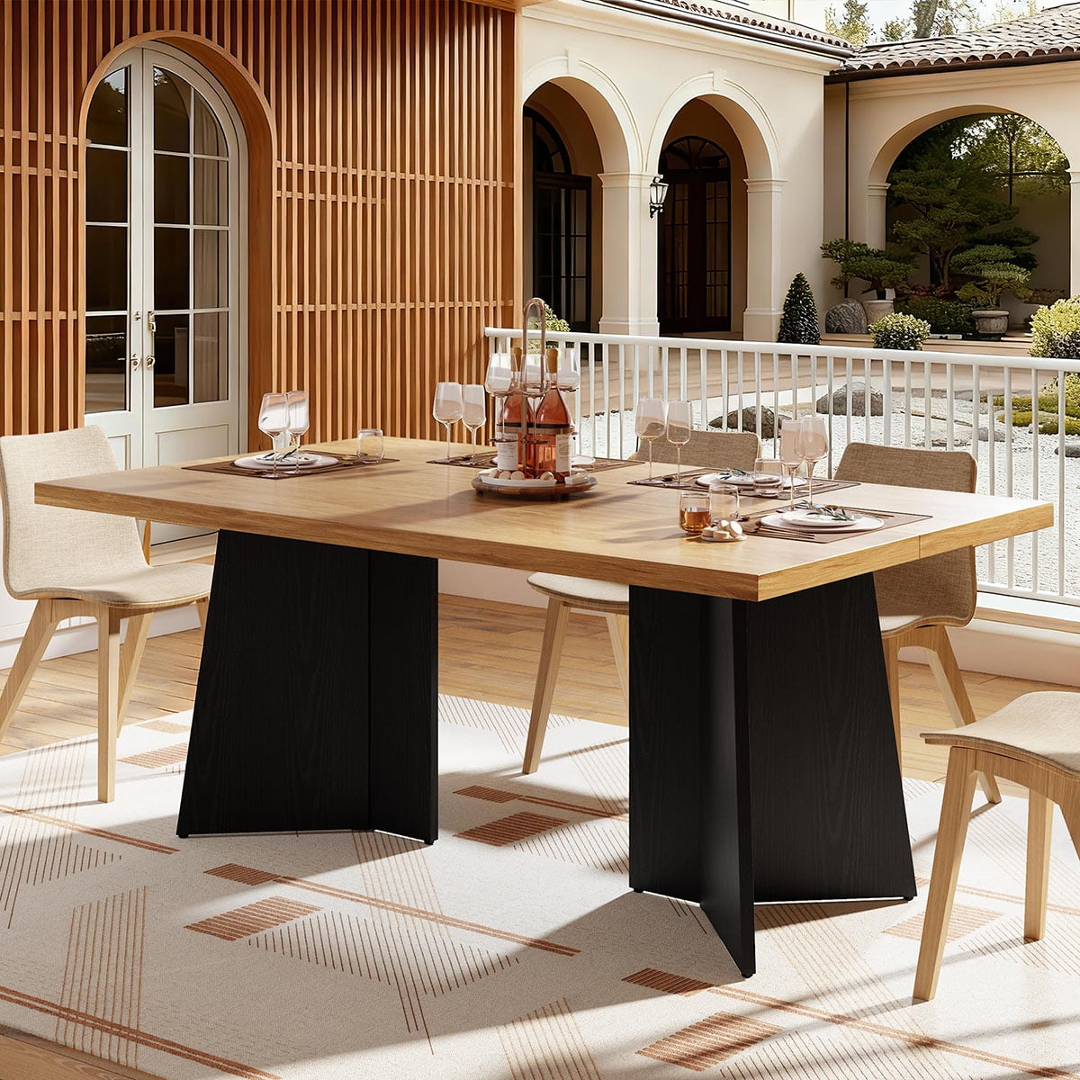 Danolapsi 63"Dining Table for 6-8 People,Modern Long Kitchen Table with ...