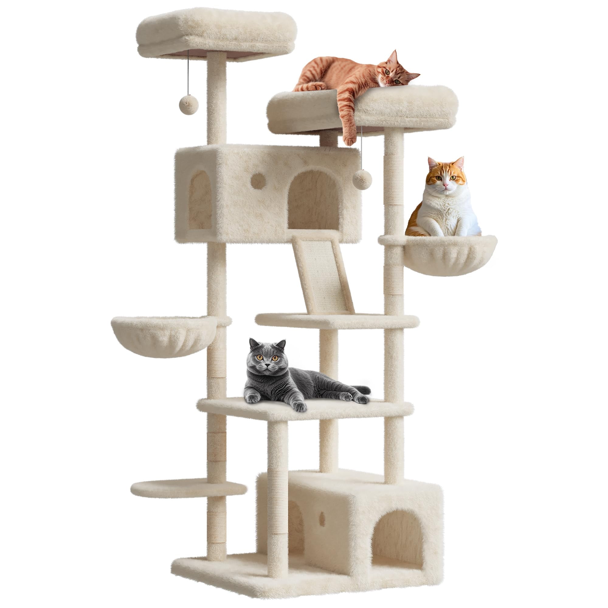 Danolapsi 66 Inches Multi-Level Large Cat Tree for Large Kitties,Big ...
