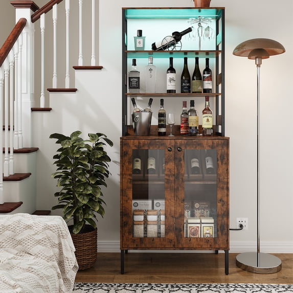 Danolapsi 67inch Kitchen Pantry Cabinet,Power Outlets & LED Lights ...