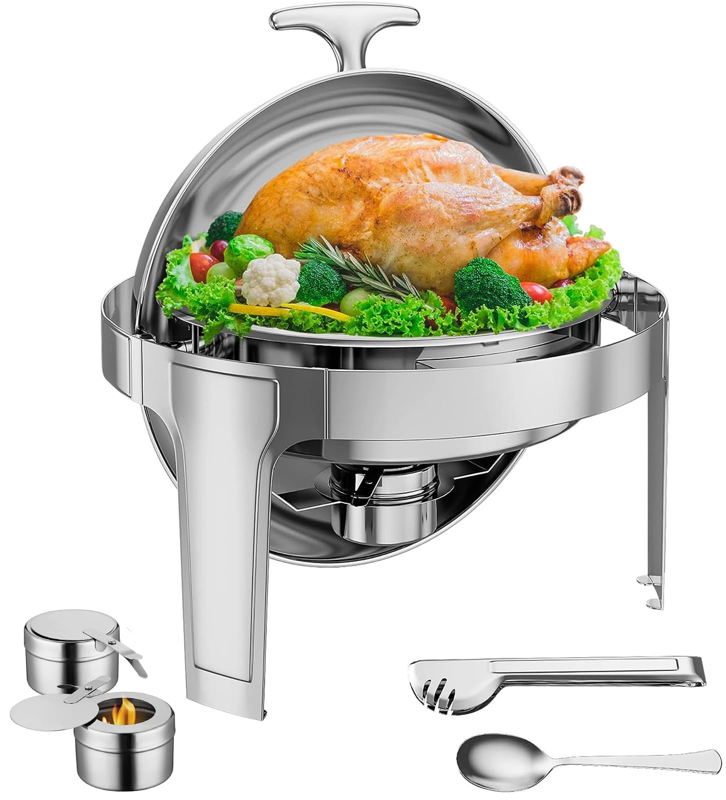 Danolapsi 6QT Roll Top Chafing Dish Buffet Set,Stainless Steel Roll Top ...