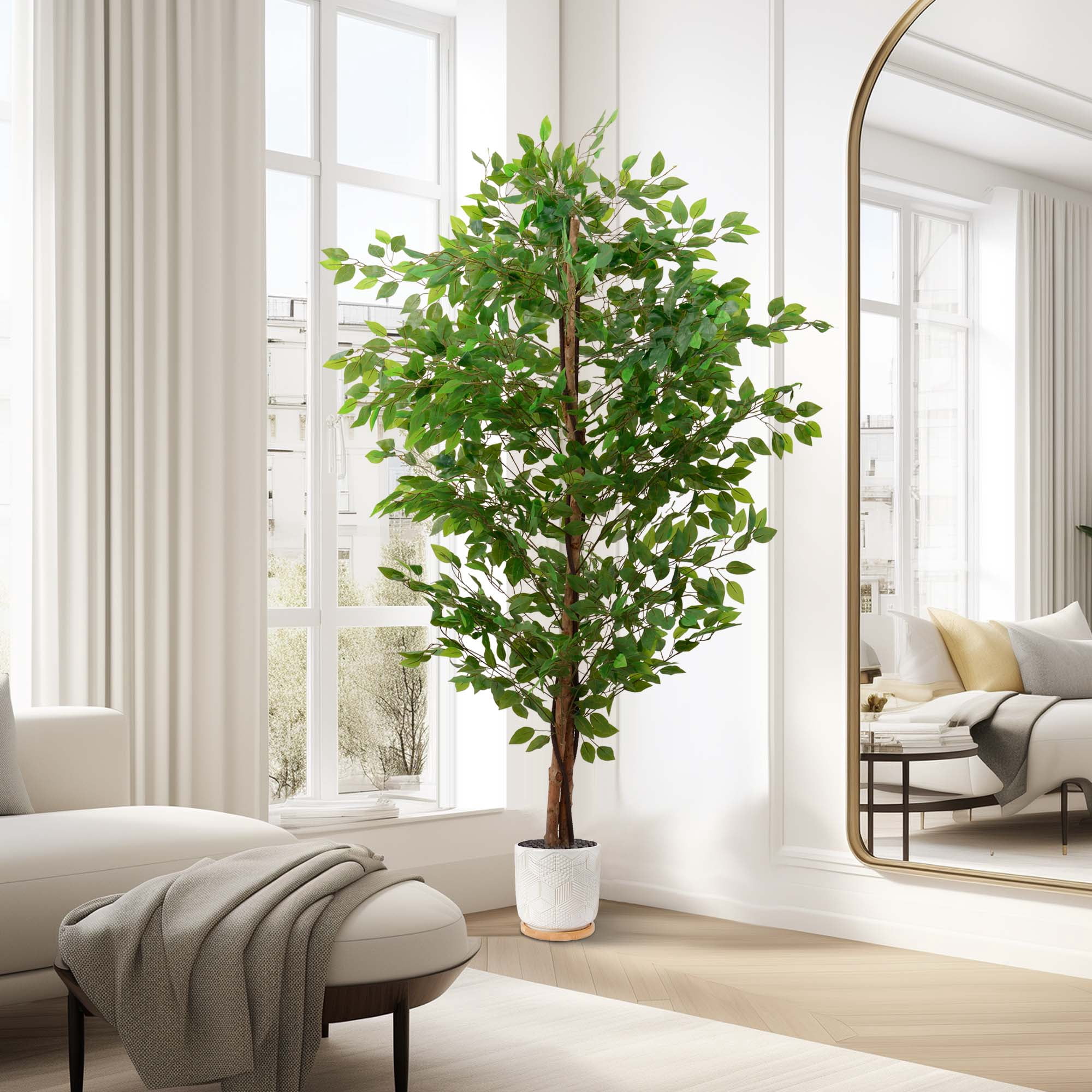 Danolapsi 6ft Artificial Ficus Tree, Realistic Texture Potted Faux ...