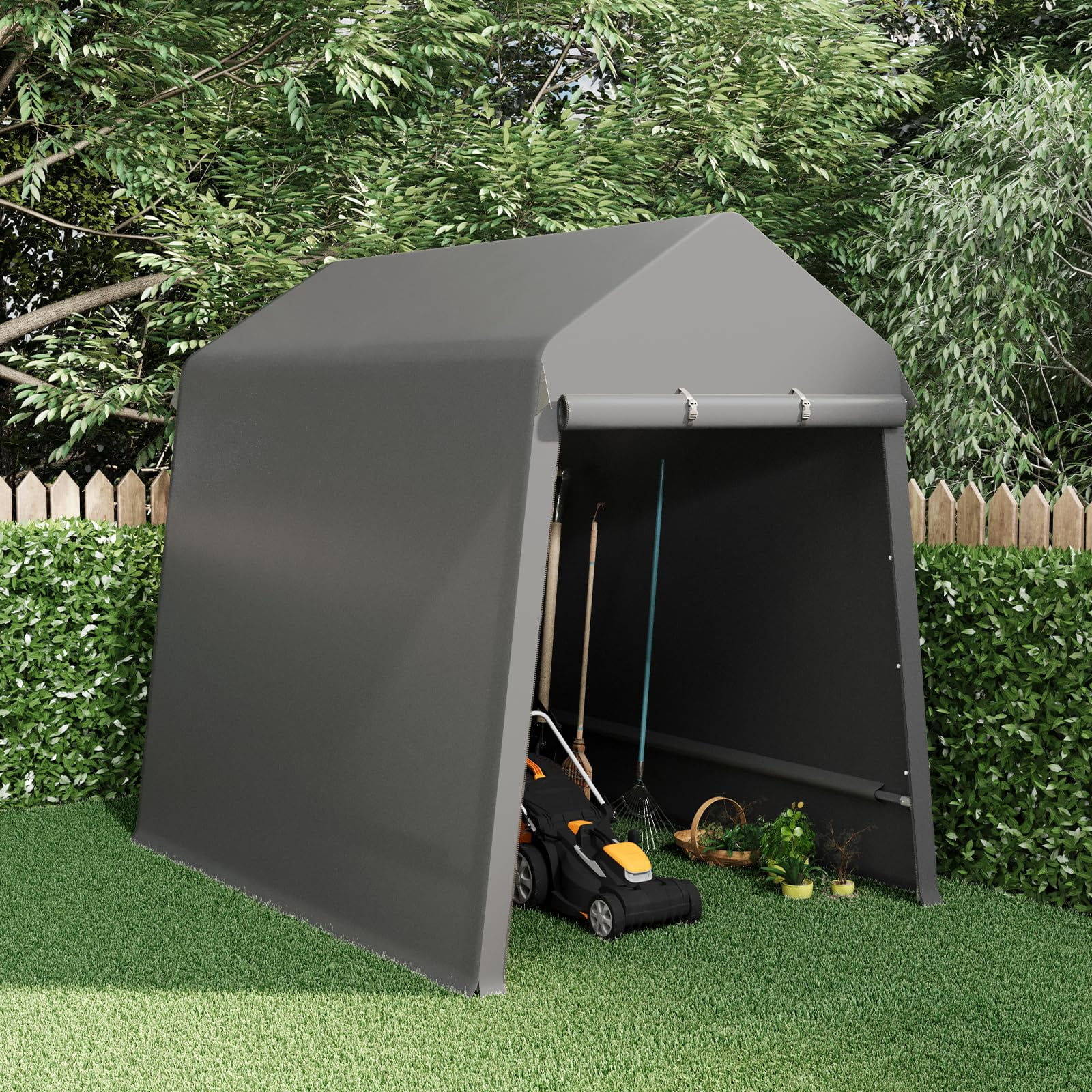 Danolapsi 6x8 ft Shelter Storage Shed,Outdoor Storage Tent,Waterproof Carport with Roll Up Doors ...