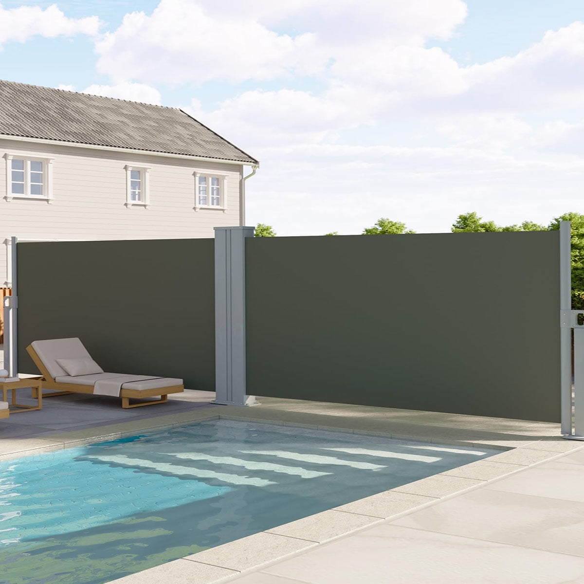 Danolapsi 71''x236'' Retractable Double Side Awning for Patio, Water ...