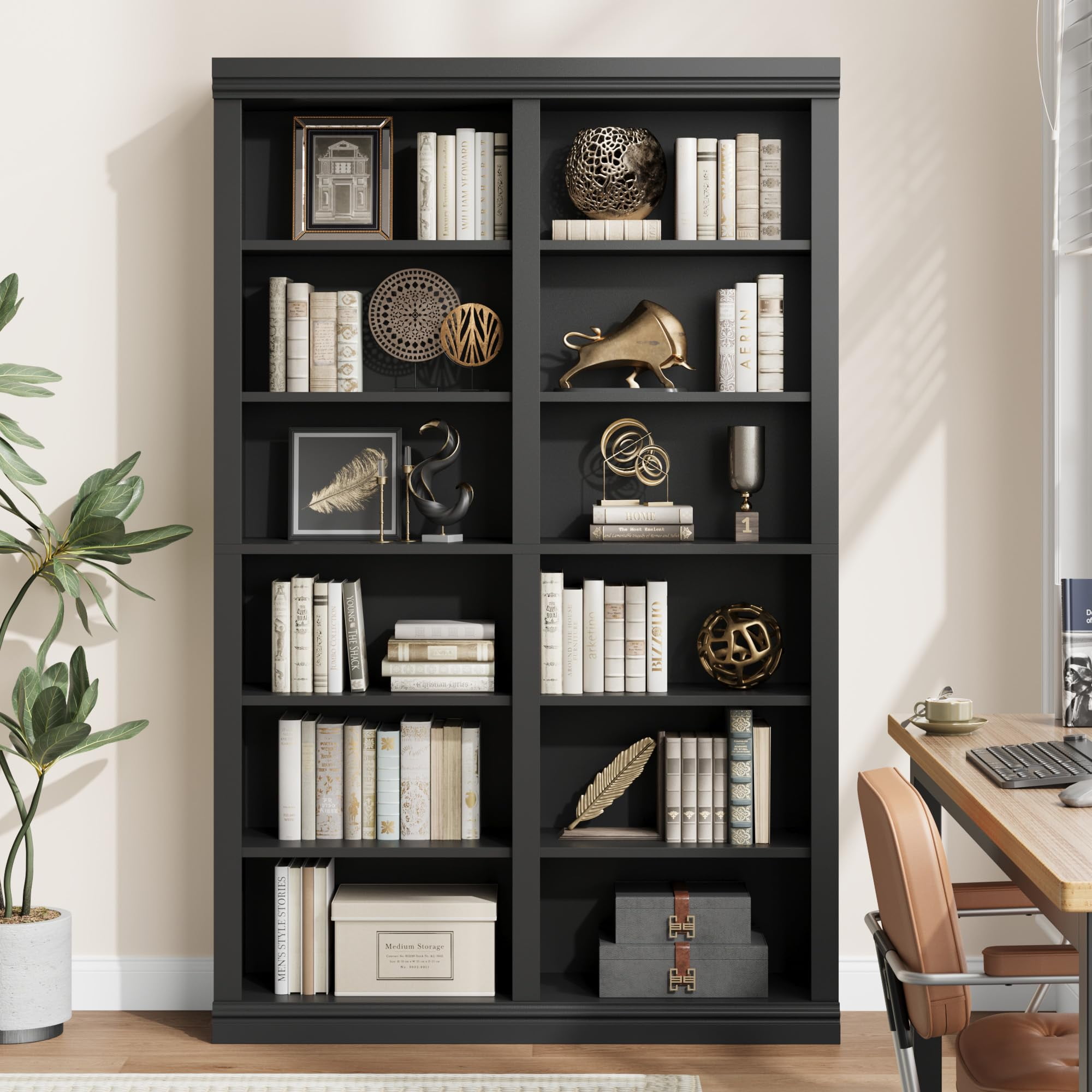 Danolapsi 74.5" Tall Bookshelf with Double Storage, Extra Large ...