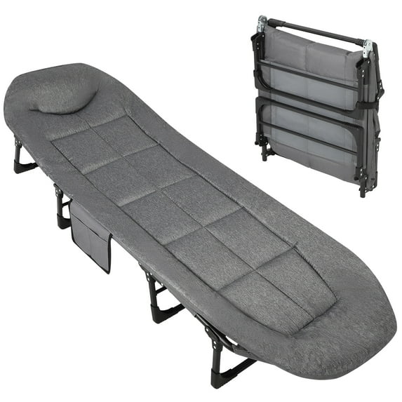 Danolapsi 79" Portable Folding Bed with Cushion and Pillow, Camping Cot ...