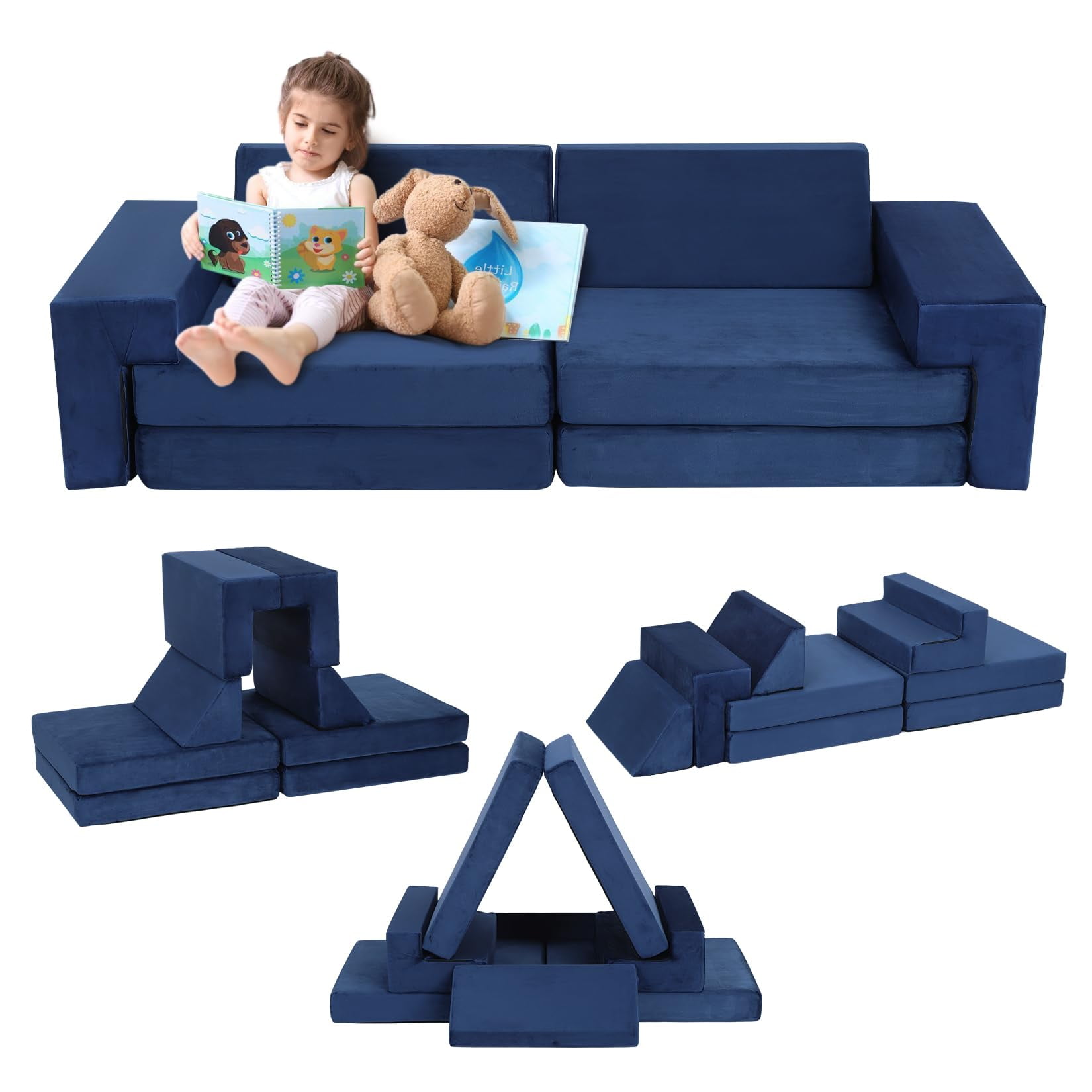 Danolapsi 8PCS Modular Kids Play Couch,Kids Sofa Kid's Foam Couches for ...