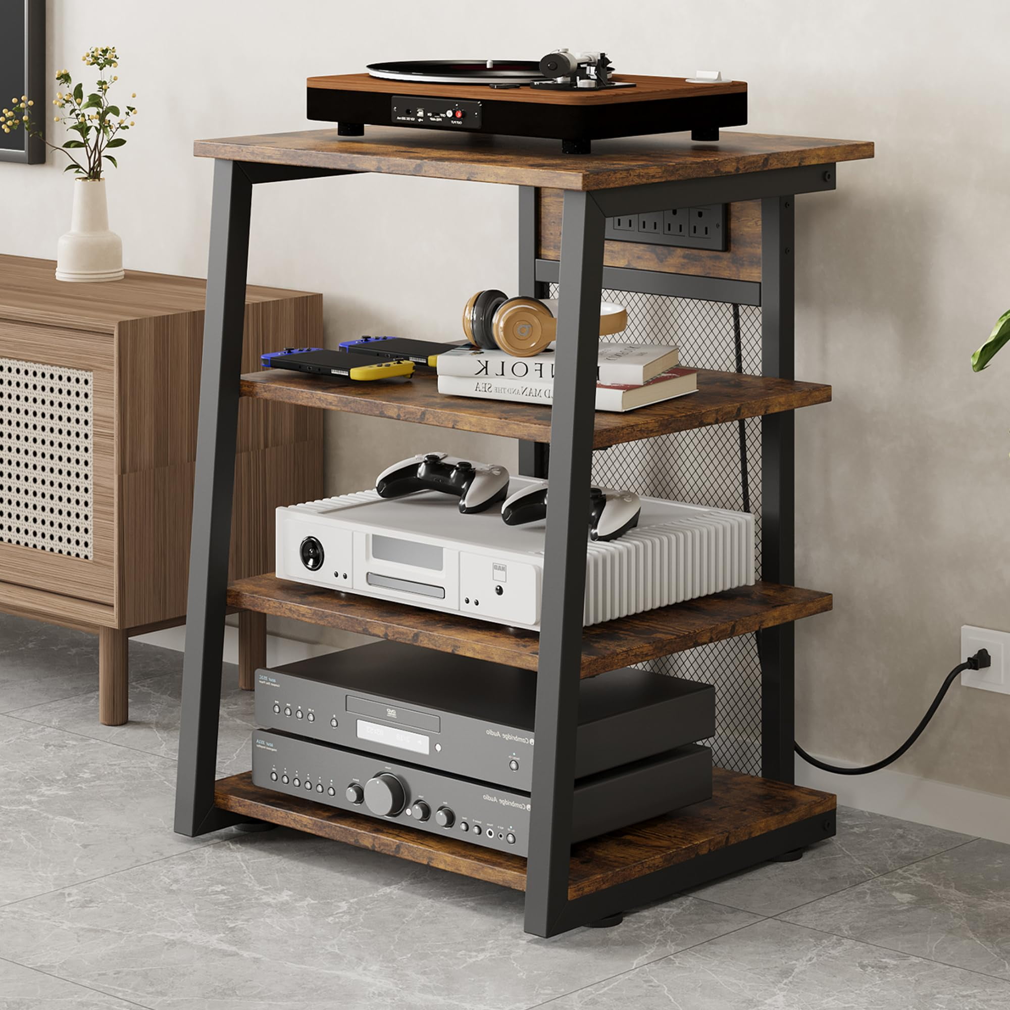 Danolapsi AV Media Stand with Power Outlet,Media Console with ...