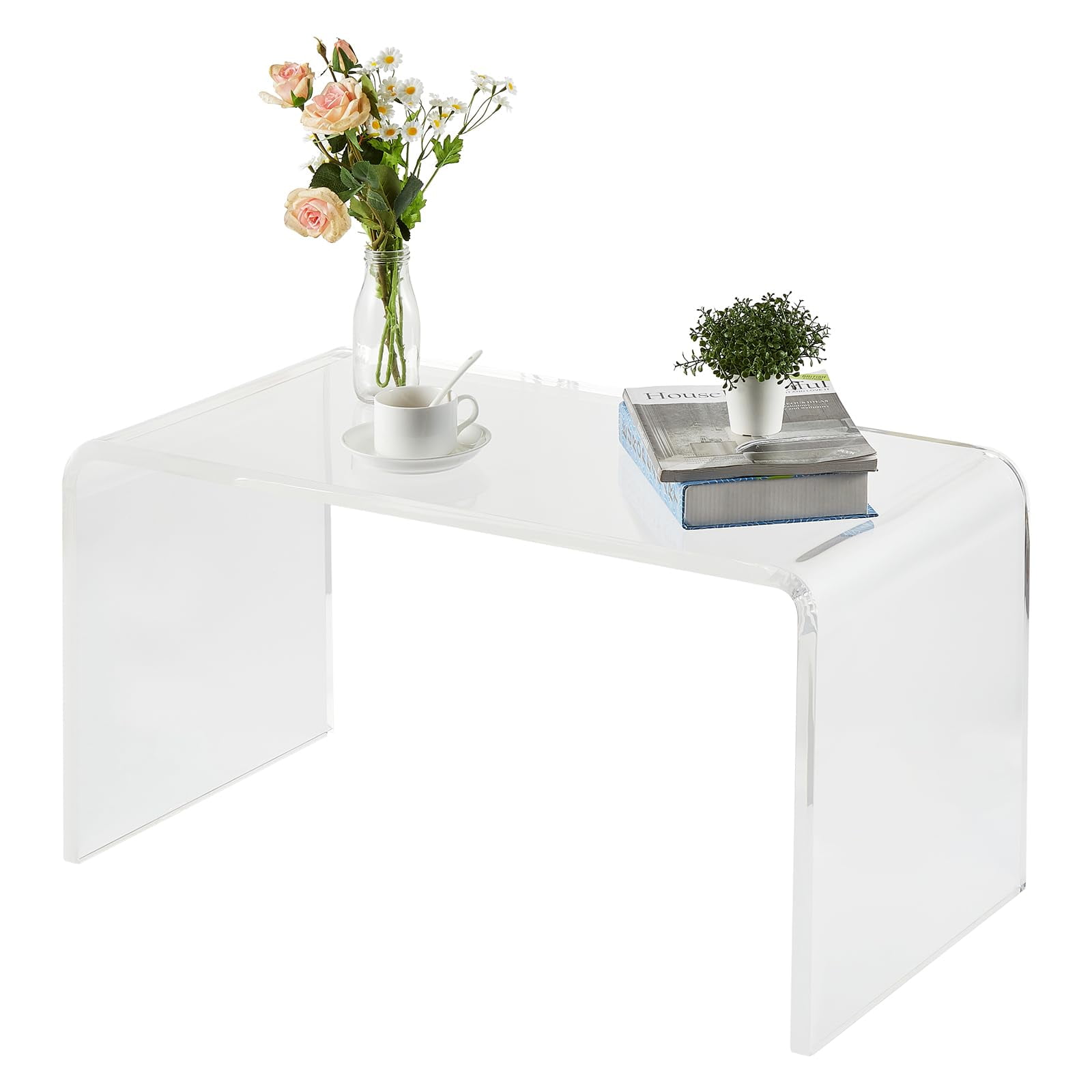 Danolapsi Acrylic Coffee Table,U-Shaped Clear Acrylic End Table ...