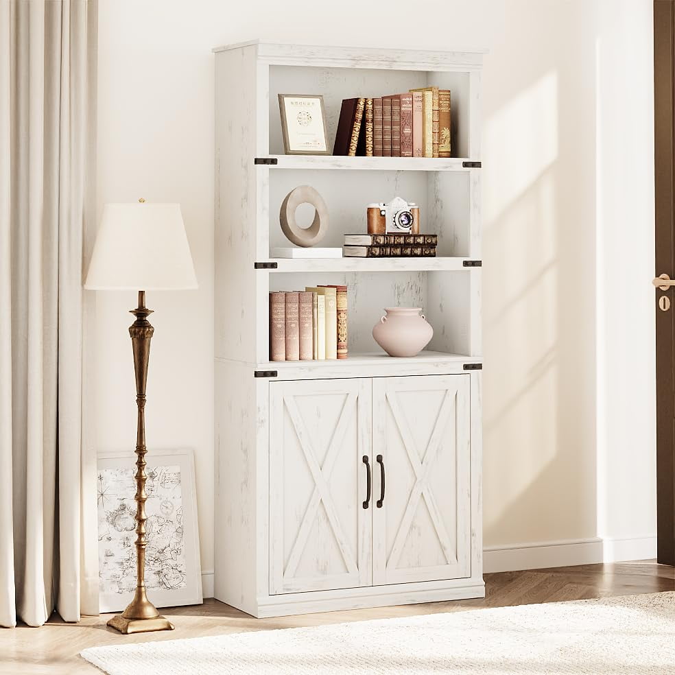 Danolapsi Bookcase with Doors Farmhouse Bookcases and Bookshelves,70 ...