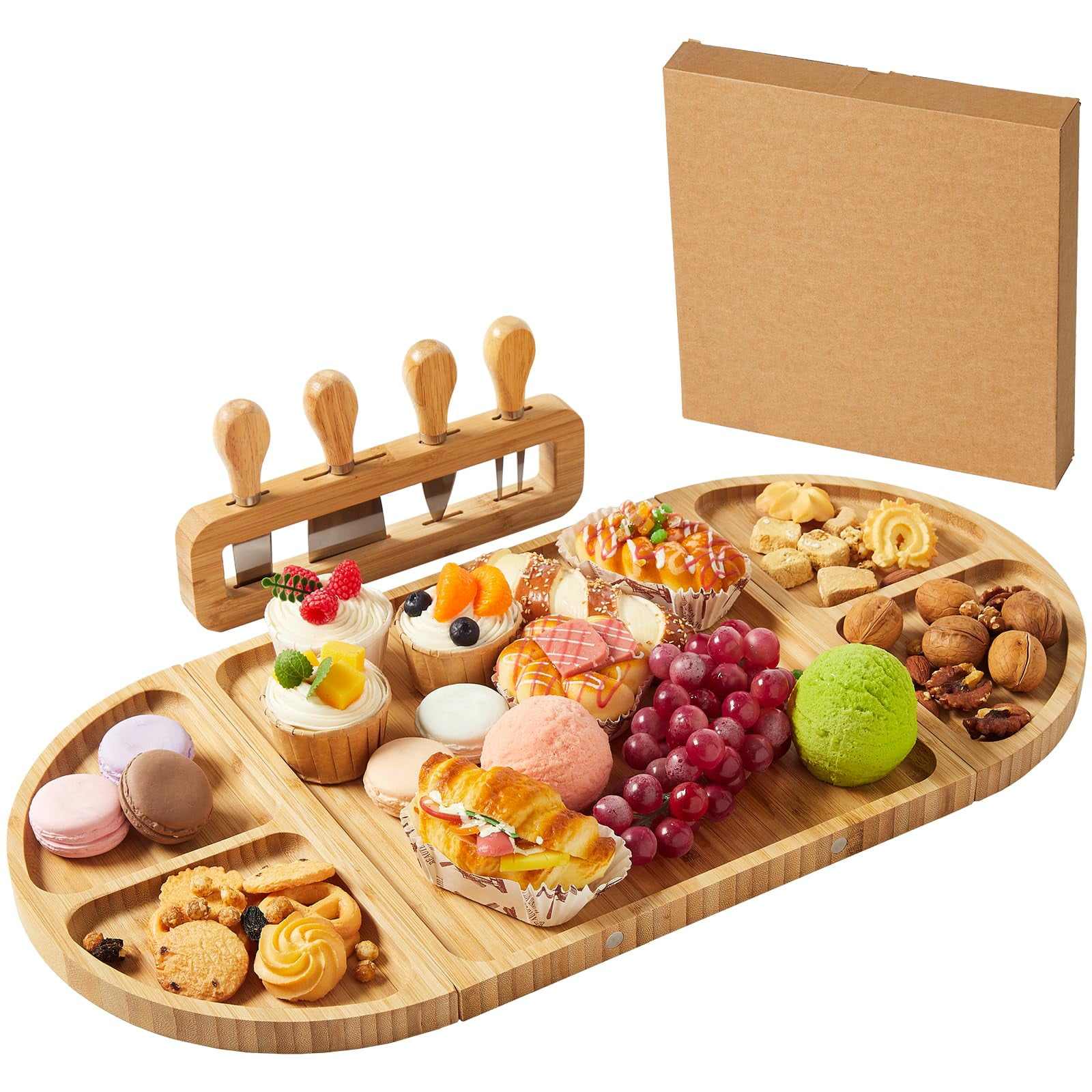 Danolapsi Charcuteri Board and Serving Set,Bamboo Cheese Board with ...