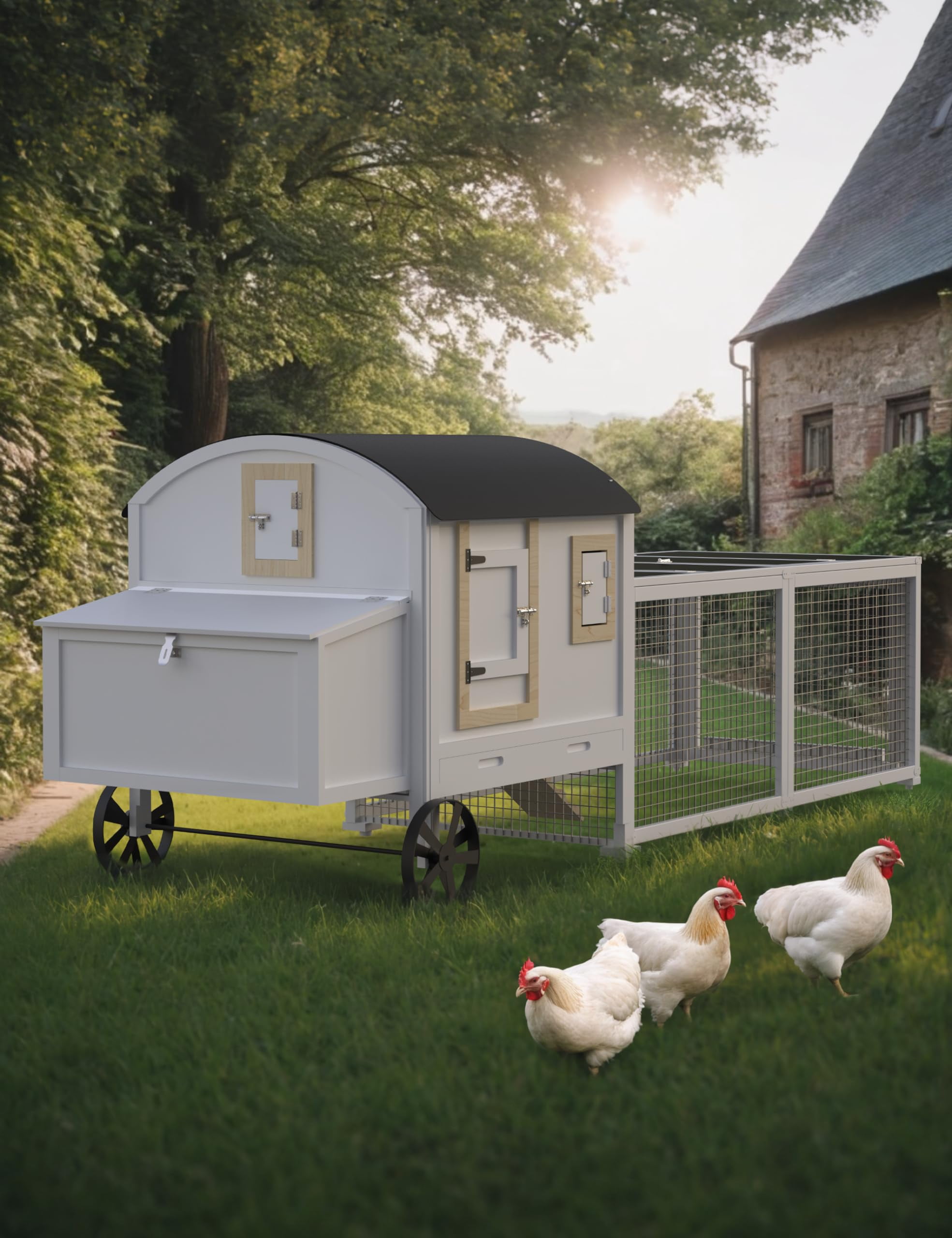Danolapsi Chicken Coop Large Wooden Outdoor Hen Cage,Outdoor Chicken ...