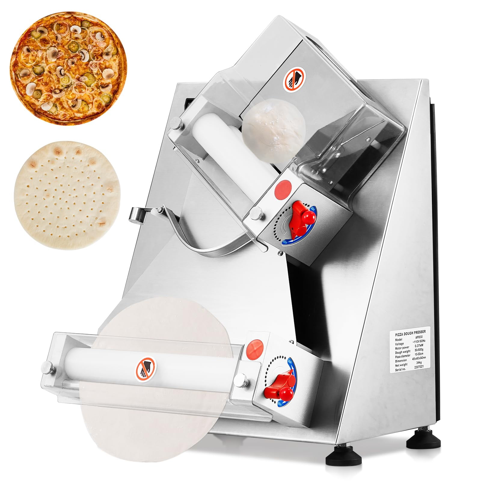 Danolapsi Commercial Dough Roller Sheeter,Max 12",Electric Pizza Dough ...