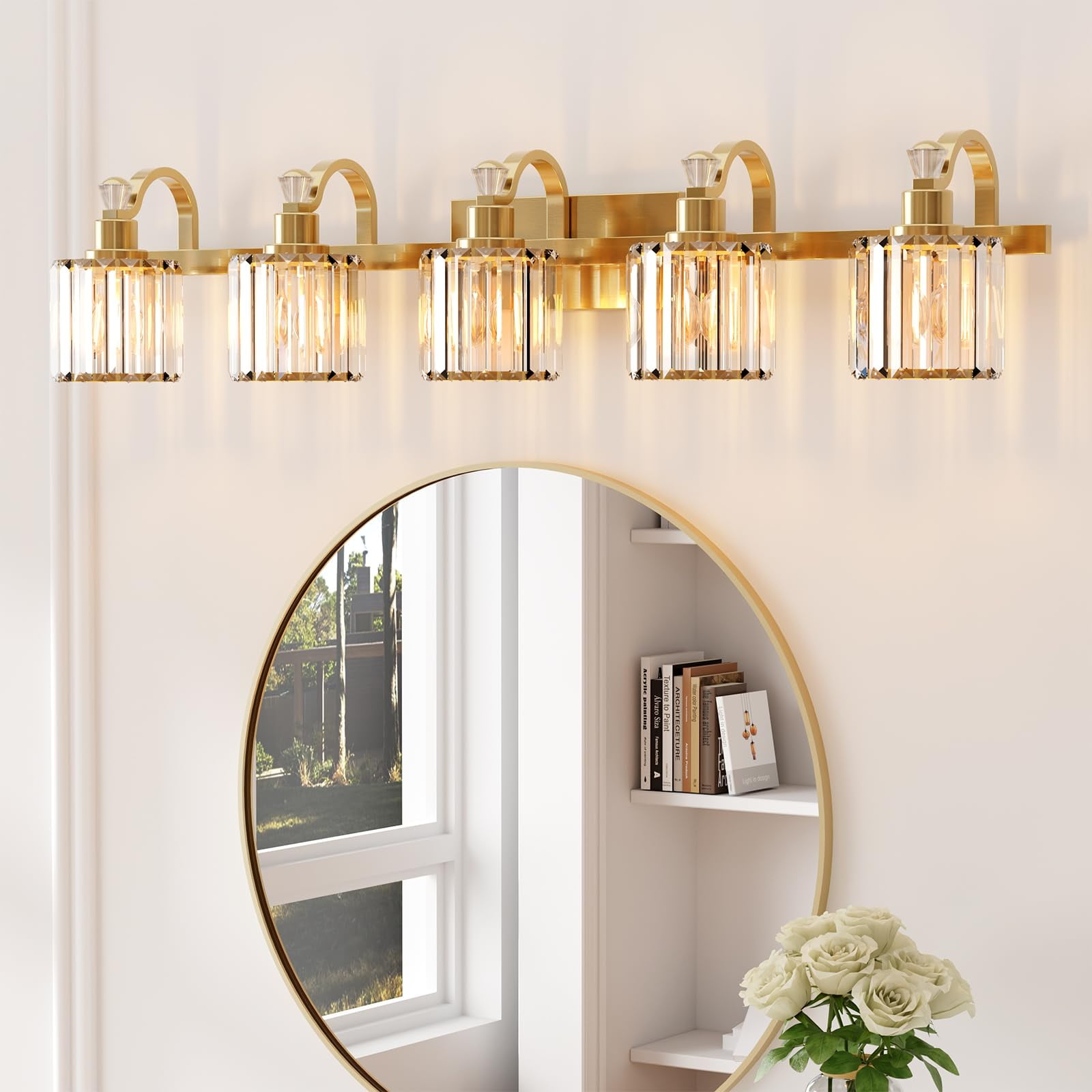 Danolapsi Crystal Gold Bathroom Vanity Light 3 Light Modern Bathroom ...