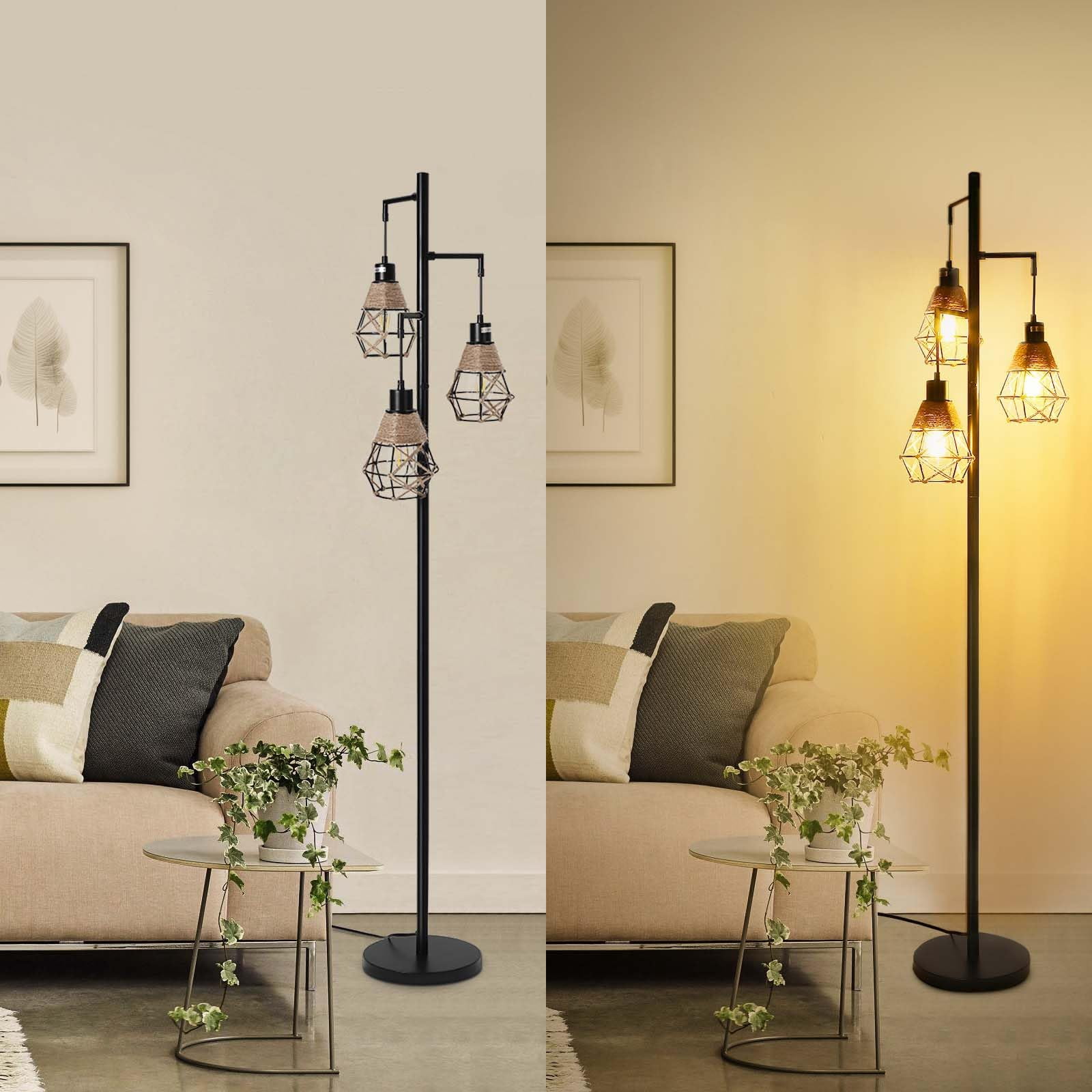 Danolapsi Dimmable Floor Lamp with 3 Pack Dimmable Bulbs,65 in ...