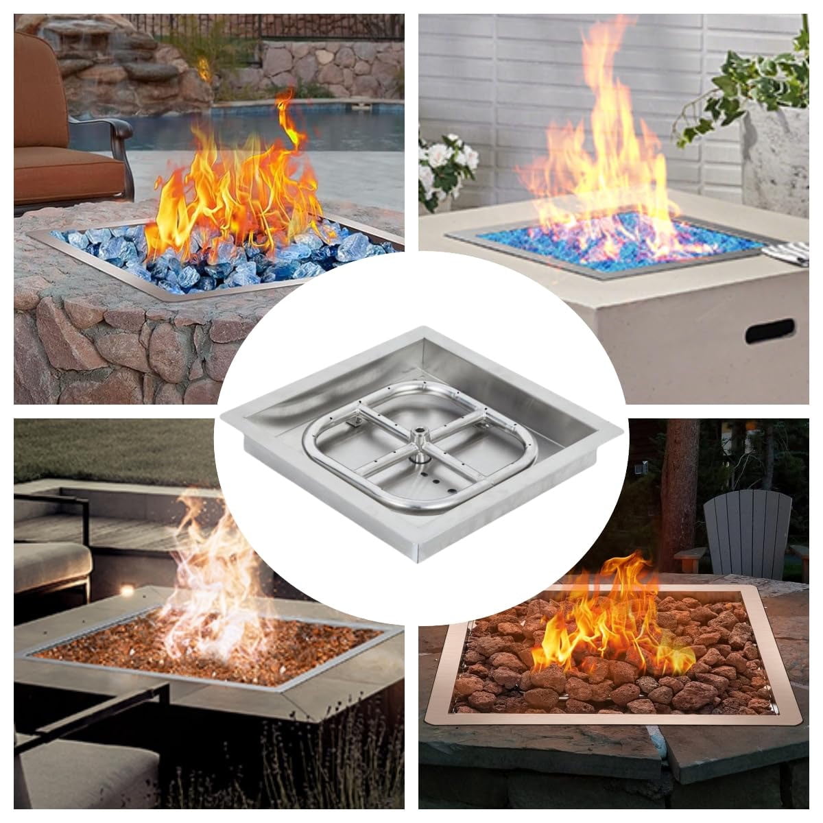 Danolapsi Drop in Fire Pit Burner Kit, Stainless Steel Fire Pit Kit ...