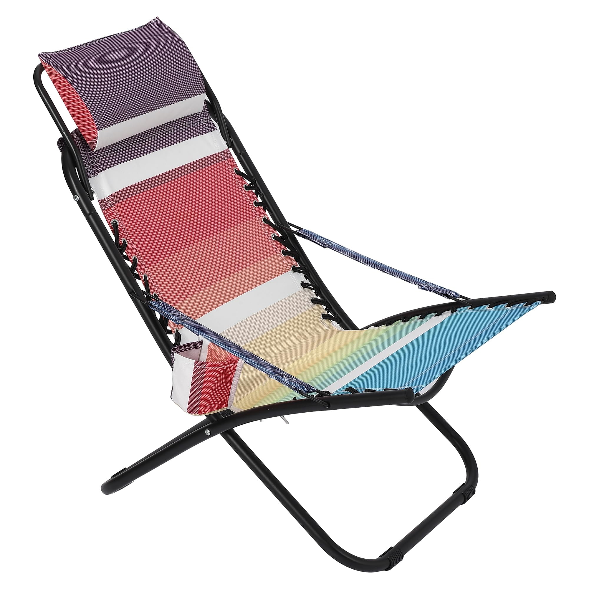 Danolapsi Folding Beach Chair with Headrest,High Back Beach Chair for ...